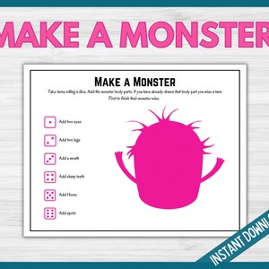 Roll A Monster Game, Draw A Monster Dice Game, Kids Party Game ...