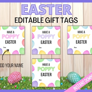 Editable Easter Gift Tags, Kids Easter Card, Custom Easter Tag ...