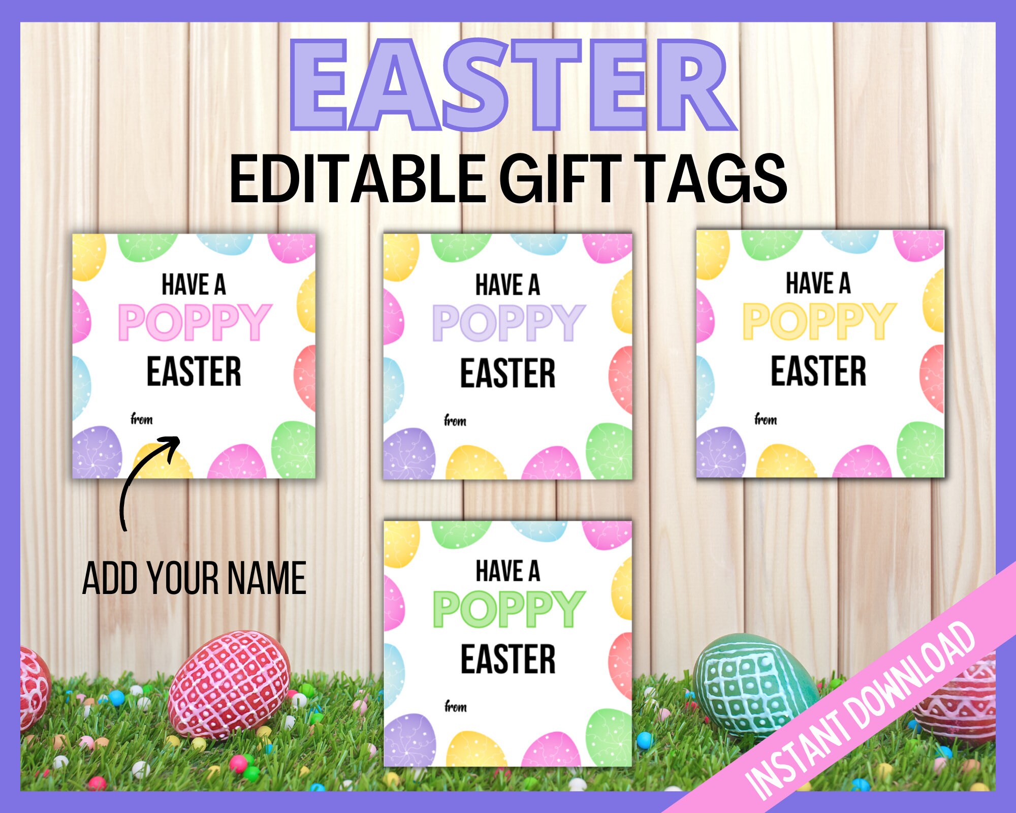 Editable Easter Gift Tags Kids Easter Card Custom Easter | Etsy