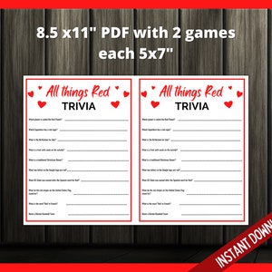 Valentines Day Color Red Trivia Game, Kids Valentines Classroom ...