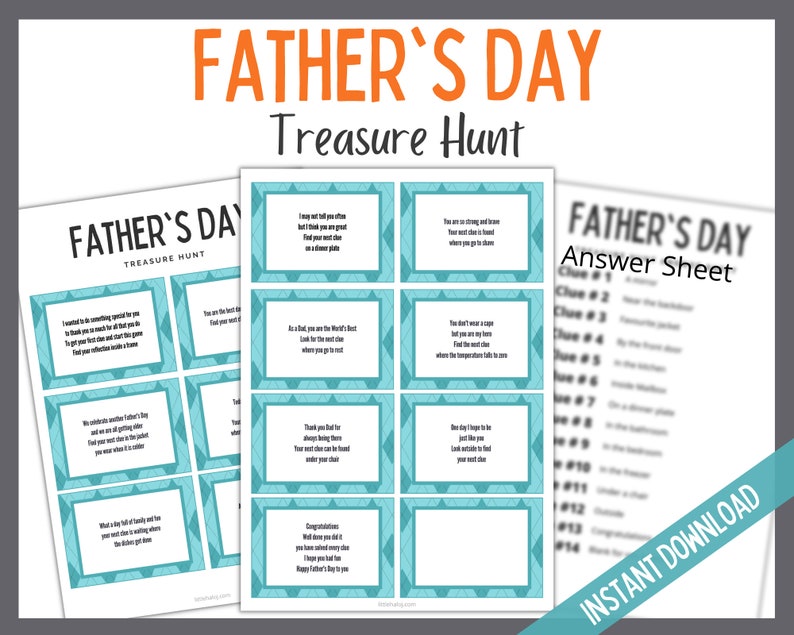Father's Day Treasure Hunt, Fathers Day Scavenger Hunt, Fun Dad ...