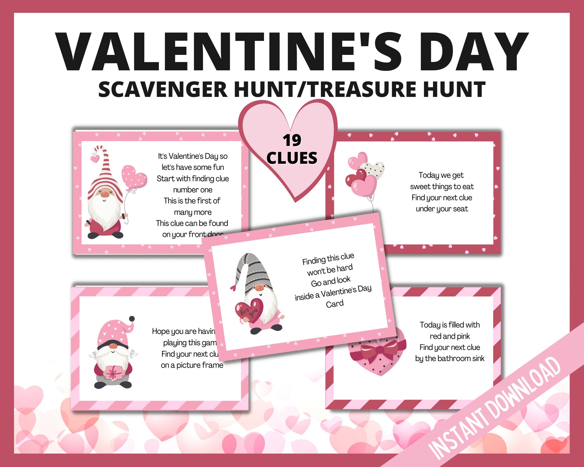 Valentines Day Scavenger Hunt for Kids, Valentine's Day Treasure Hunt ...