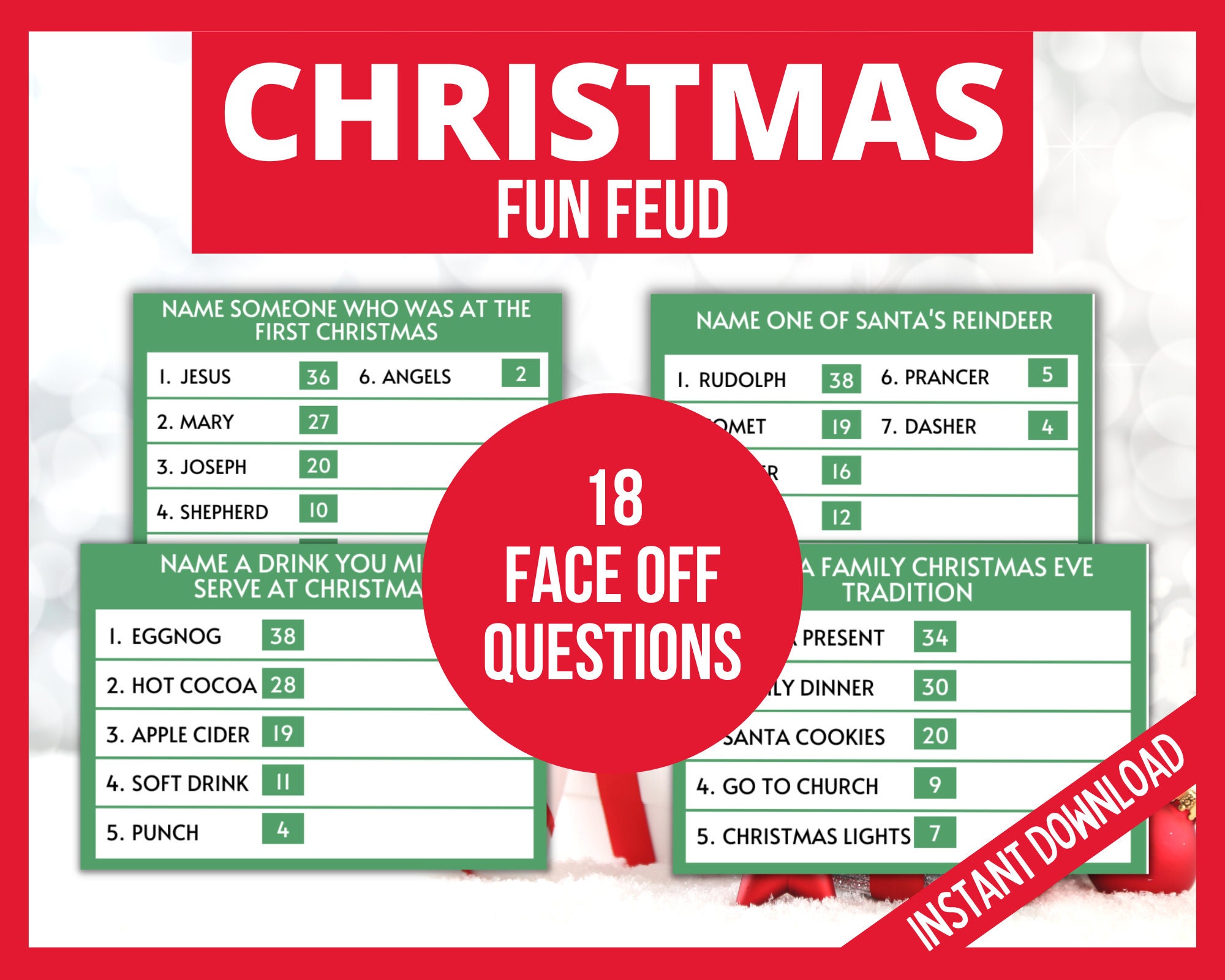 Christmas Feud Game, Printable Family Game, Christmas Friendly Feud ...