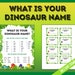 What is Your Dinosaur Name, Dinosaur Birthday Party Game, What's Your ...