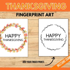 Thanksgiving Fingerprint Art, Preschool Fall Craft, Printable ...