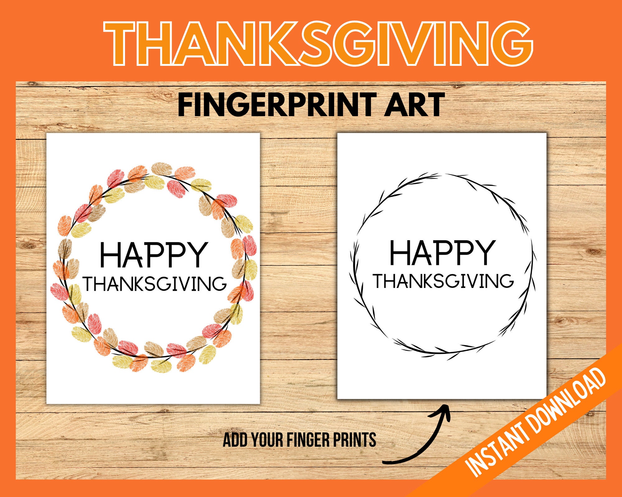 Thanksgiving Fingerprint Art, Preschool Fall Craft, Printable ...