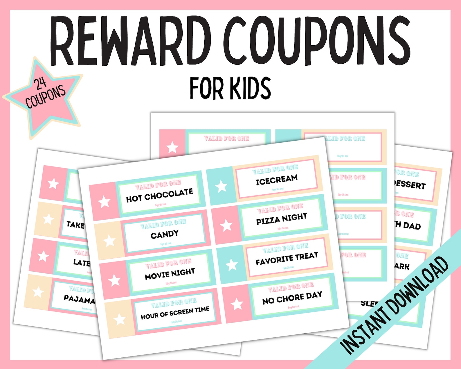 Rewards Coupon Book for Kids, Printable Coupons, Holiday Coupons, Kid's ...