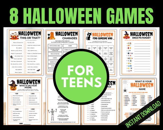 Halloween Games Teens Bundle, 8 Halloween Printable Games for Teens ...