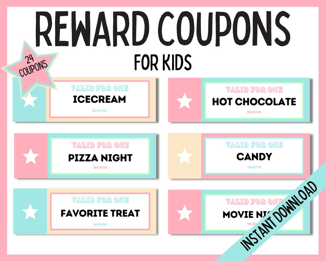 Rewards Coupon Book for Kids, Printable Coupons, Holiday Coupons, Kid's ...