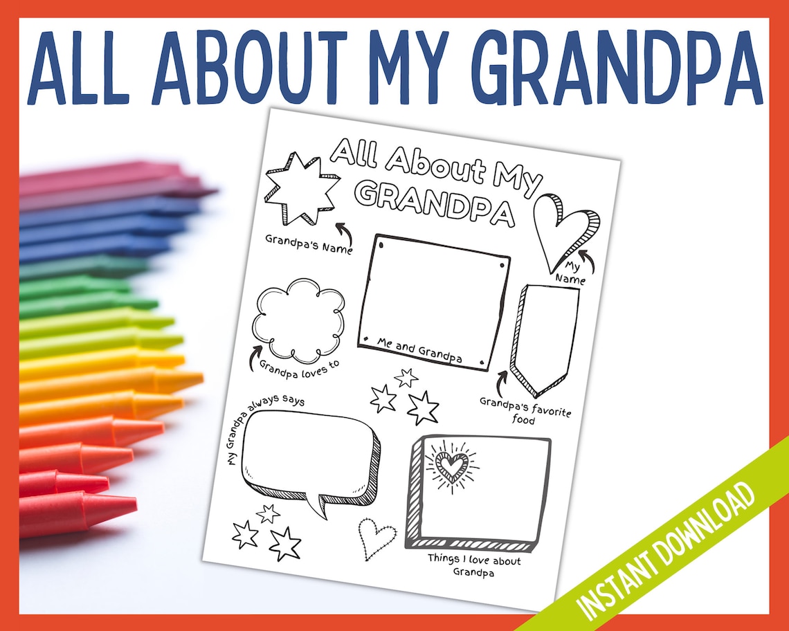 All About My Grandpa Father's Day Gift Idea Printable | Etsy