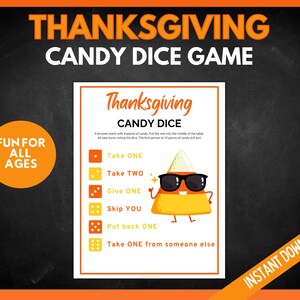 Thanksgiving Candy Dice Game, Thanksgiving Printable Games ...