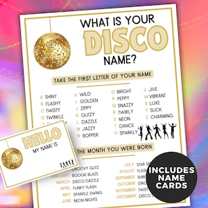 What's Your Disco Name Game, Printable Disco Party Game, Birthday Party ...