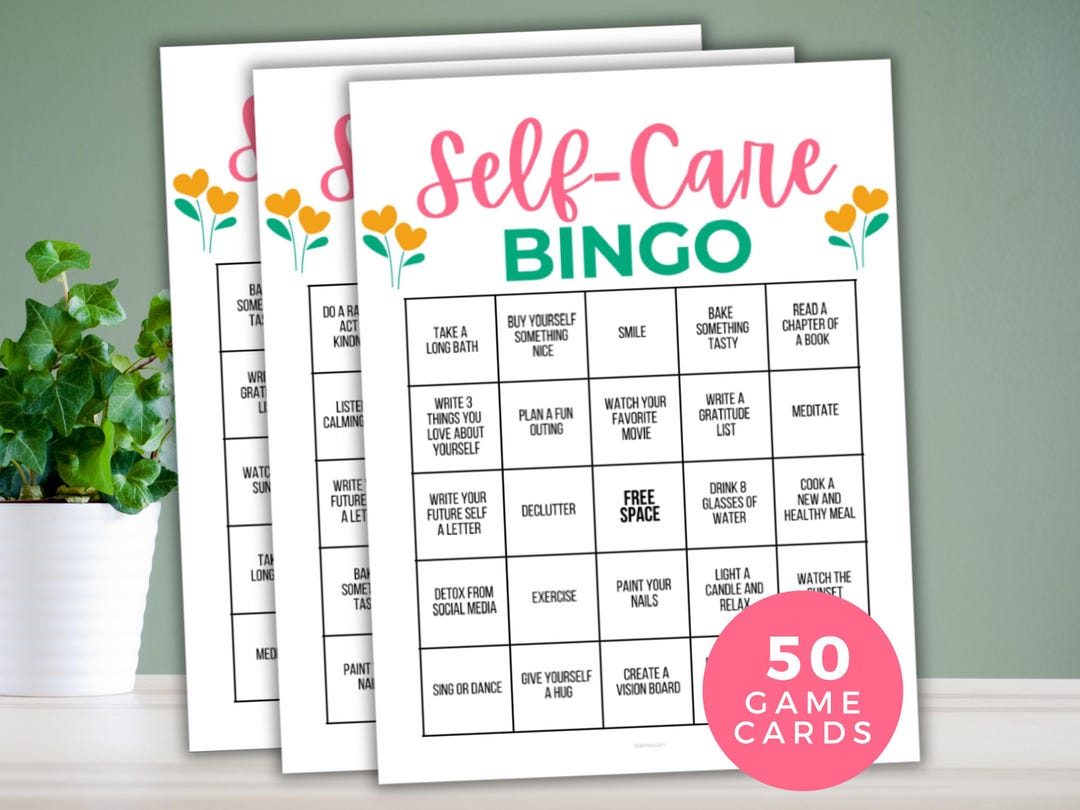 Self Care Bingo, Self Care Challenge, 50 Printable Self Care Bingo ...