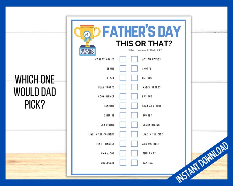 Father's Day This or That Game, Fun Dad Games, Would You Rather,father ...