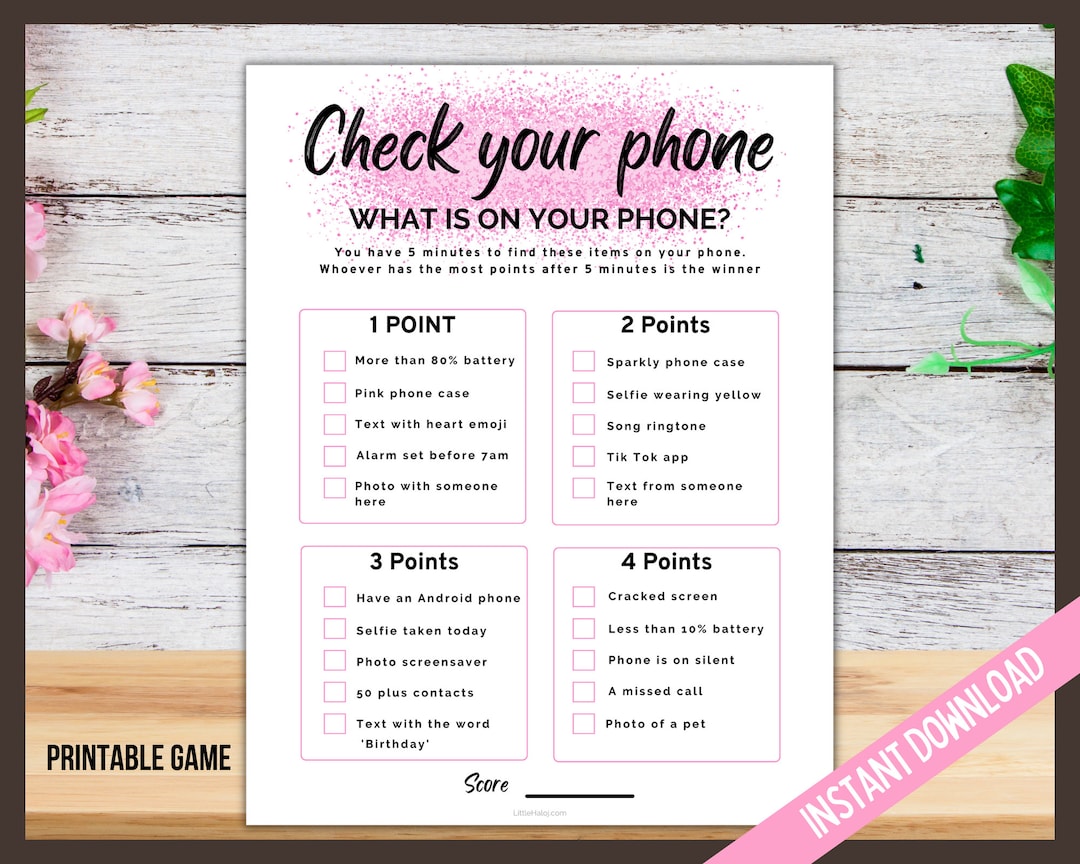 What's on Your Phone, Printable Party Phone Game for Her, Birthday Girl ...