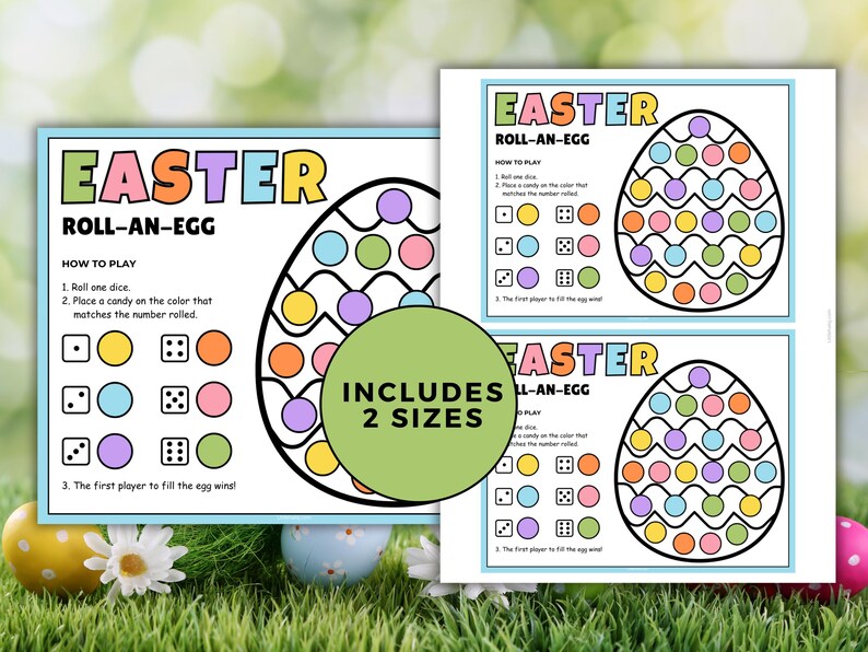 Easter Egg Roll and Cover Game, Easter Kids Games Printable , Easter ...