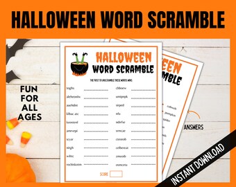 Halloween Party Games for Kids: Printable Crossword Word - Etsy