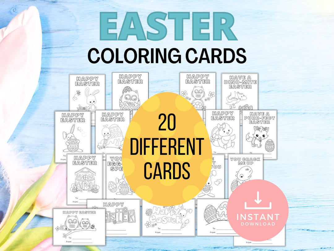 Easter Coloring Cards, Printable Easter Cards, Kids Easter Cards ...