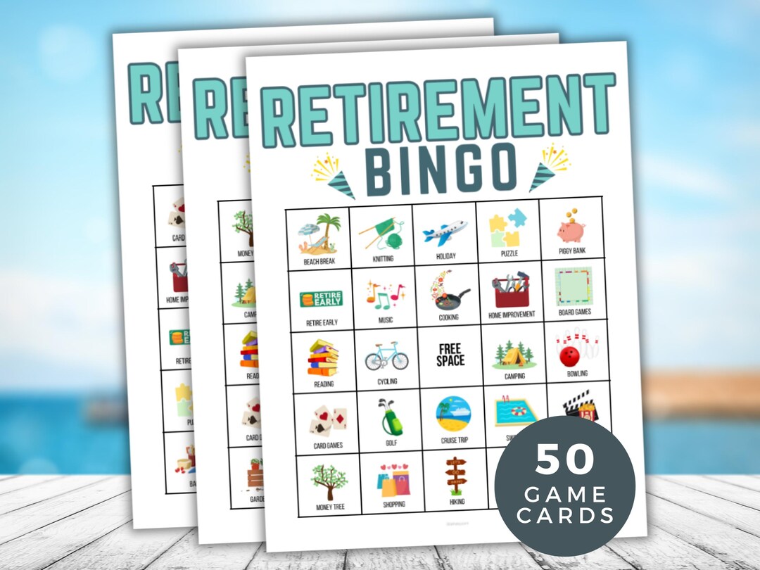 Retirement Bingo, 50 Printable Retirement Party Game Bingo Cards ...
