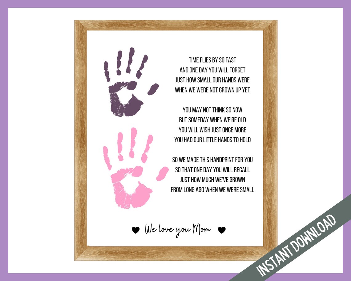 Mom Handprint Poem Mother's Day Gift Handprint Art for - Etsy