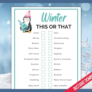 Winter This or That, Wintertime Activity, Cold Weather Fun Game for ...