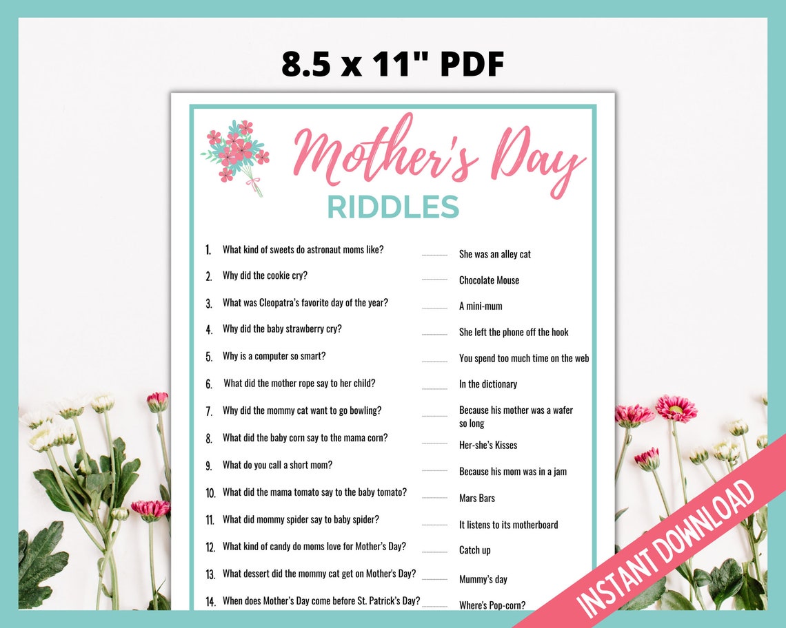 Mother's Day Riddles Mother's Day Activity Riddle Me - Etsy