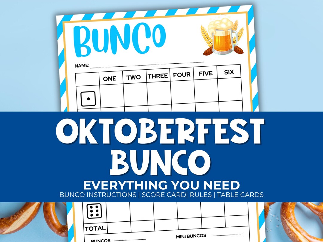Oktoberfest Bunco Printable Party Pack and Scorecards, Bunco Game Rules ...