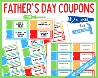 Father's Day Coupons, Father's Day Gift, Printable Coupons for Dad, Dad ...
