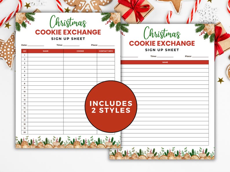 Christmas Cookie Exchange Sign up Sheet, Holiday Cookie Swap, Holiday ...