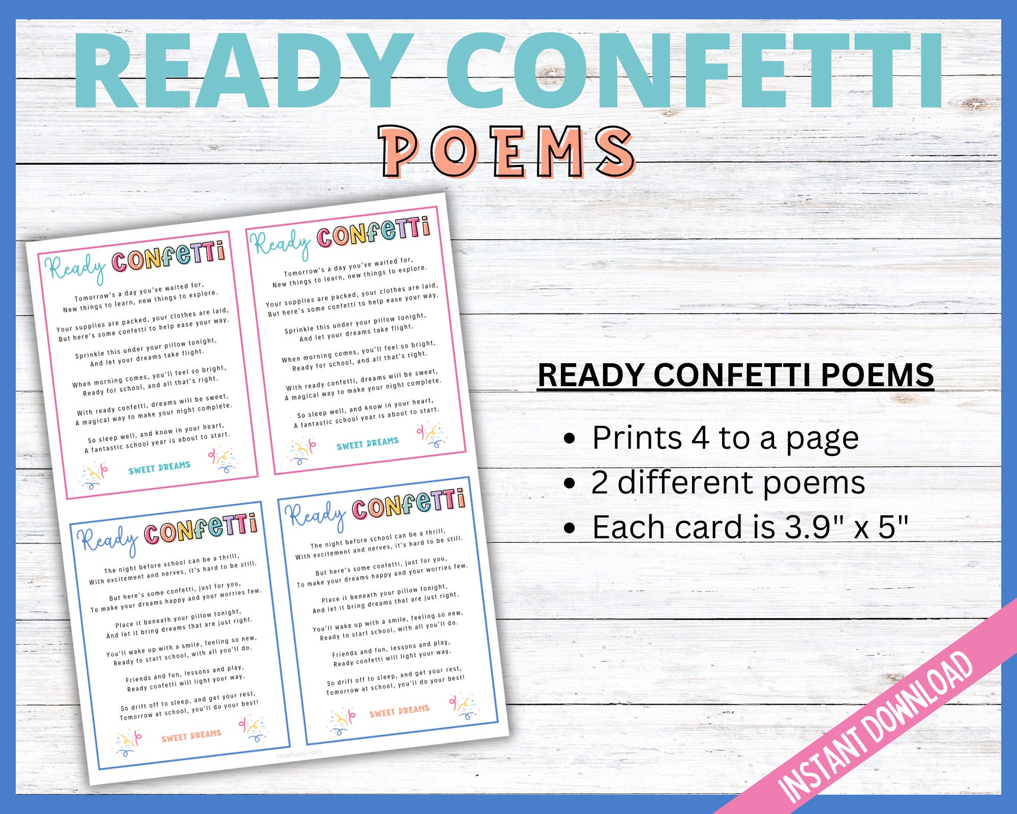 Ready Confetti Poem, Back to School Poems, Ready Confetti for Teachers ...