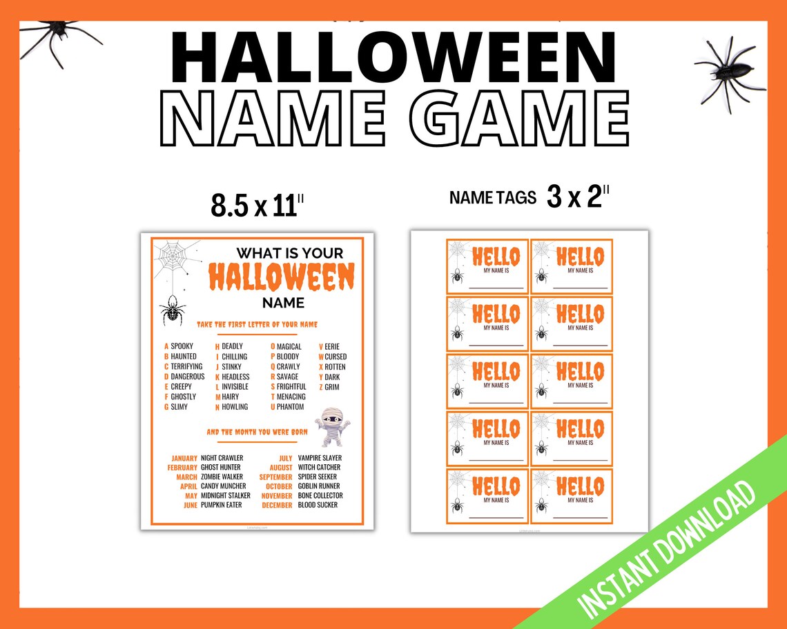 Whats Your Halloween Name, Halloween Printable Games, Spooky Fun ...
