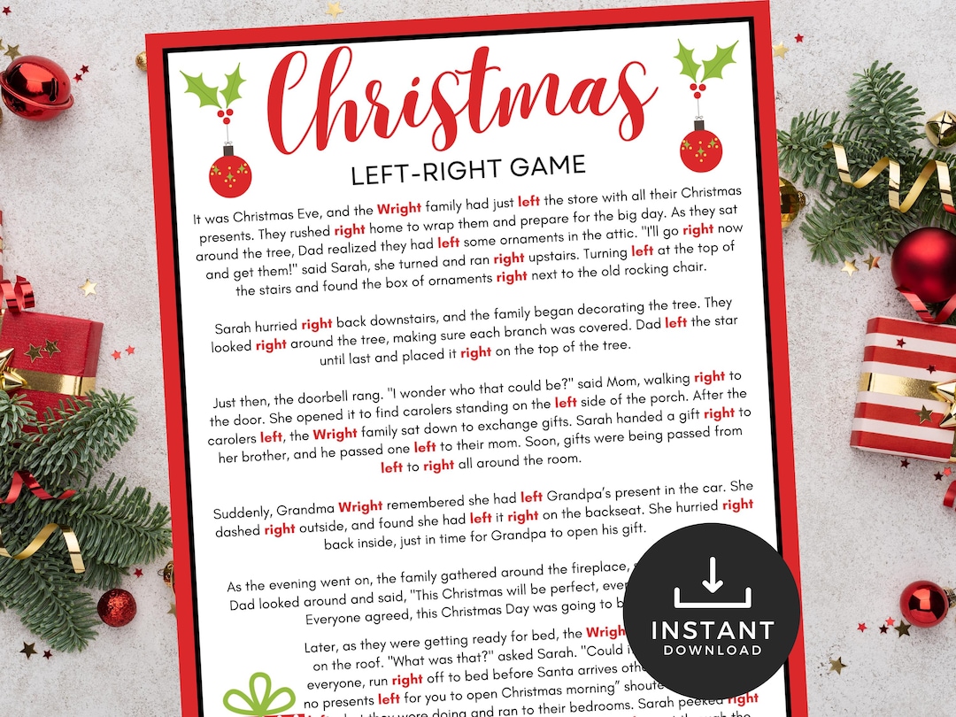 Christmas Left Right Game, Christmas Pass the Prize, Christmas Party ...
