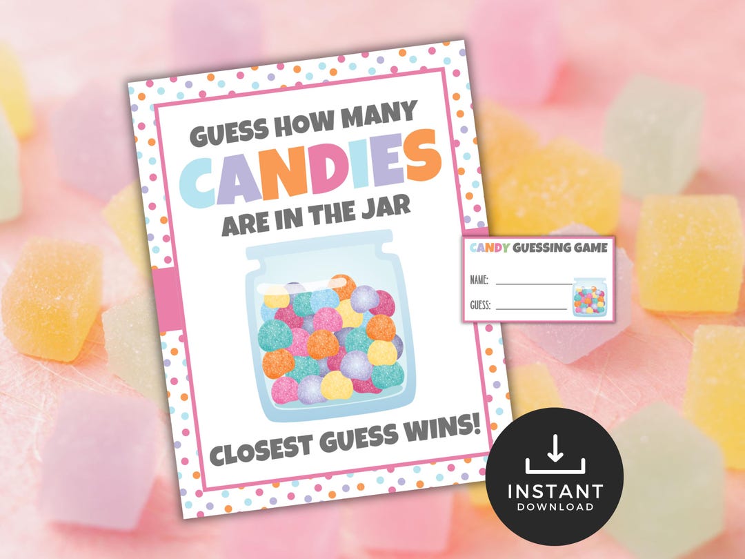 Candy Guessing Game, Printable Party Game, Work Party Game, How Many ...