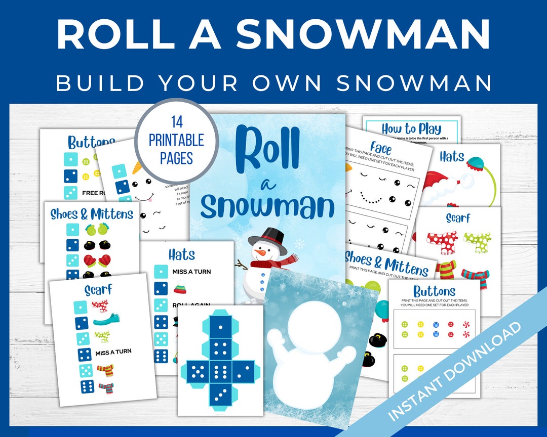 Roll a Snowman Game, Build a Snowman, Christmas Printable Games ...