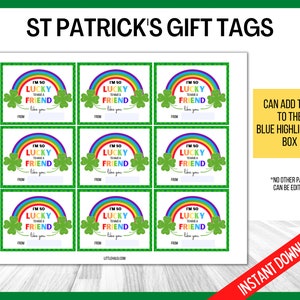 St Patrick's Day Gift Tag, Lucky to Have a Friend Like You, St Patricks ...
