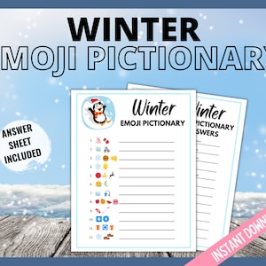 Winter Emoji Pictionary, Winter Pictionary, Holiday Games, Printable ...