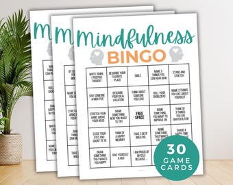 Coping Skills Bingo Game, Mindfulness Bingo, 30 Mindfulness Bingo Cards ...