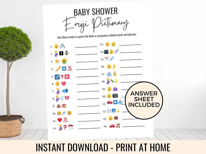 Baby Shower Emoji Pictionary, Emoji Game, Baby Phrases, Printable ...