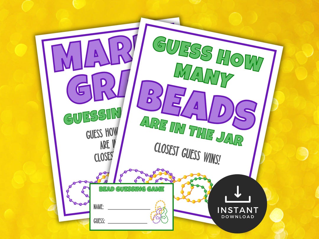 Mardi Gras Beads Guessing Game, Printable Mardi Gras Group Game, Mardi ...