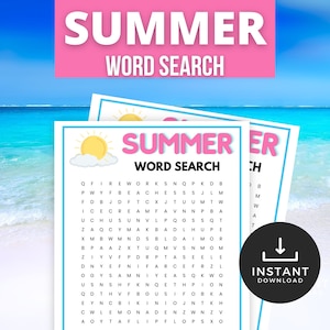Summer Word Search, Fun Summer Printable Games, Summer Word Game for ...