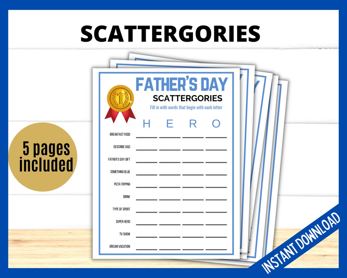 Father's Day Scattergories Game Fun Dad Games - Etsy