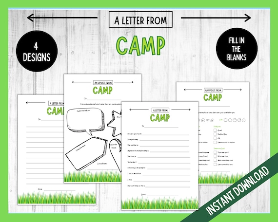 Printable Letter from Camp, Summer Camp Stationery, Kids Summer Camp ...
