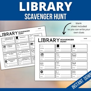Library Scavenger Hunt, Printable School Book Scavenger Hunt, Kids ...