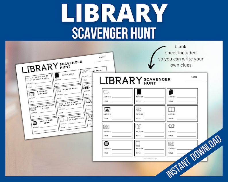 Library Scavenger Hunt, Printable School Book Scavenger Hunt, Kids ...