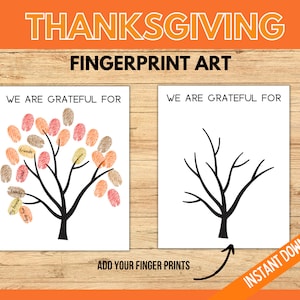Thanksgiving Fingerprint Art, Preschool Fall Craft, Printable ...