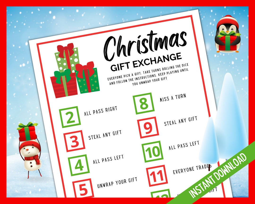 Christmas Roll the Dice Game, Fun Christmas Roll the Dice Gift Exchange ...