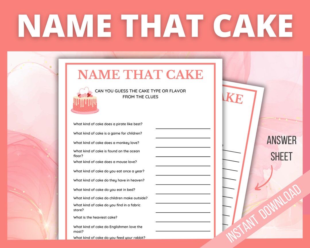 Name That Cake Printable Game, Bridal Shower Party Games, Bachelorette ...