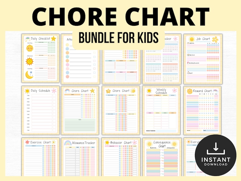 Kids Chore Charts, Daily School Checklist, Reward Chart, to Do List ...