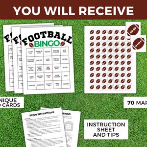 Football Bingo, Football Activity, 50 Printable Football Party Game ...