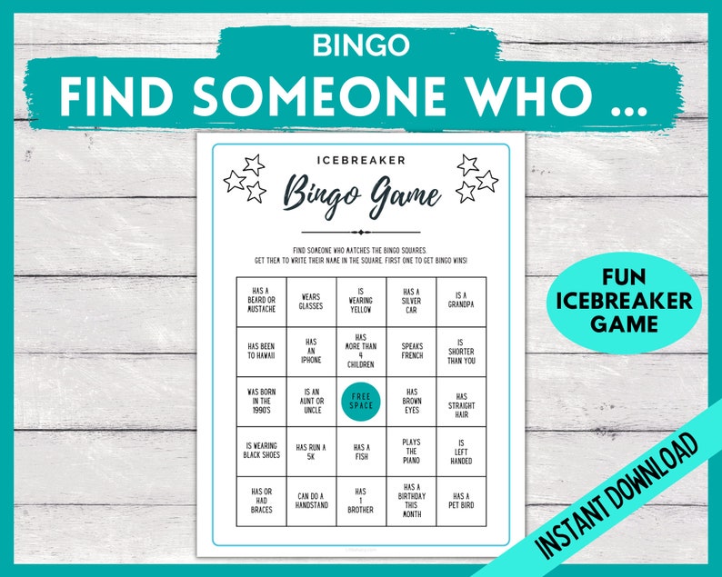 Icebreaker Bingo Game Get to Know You Game Find Someone Who - Etsy